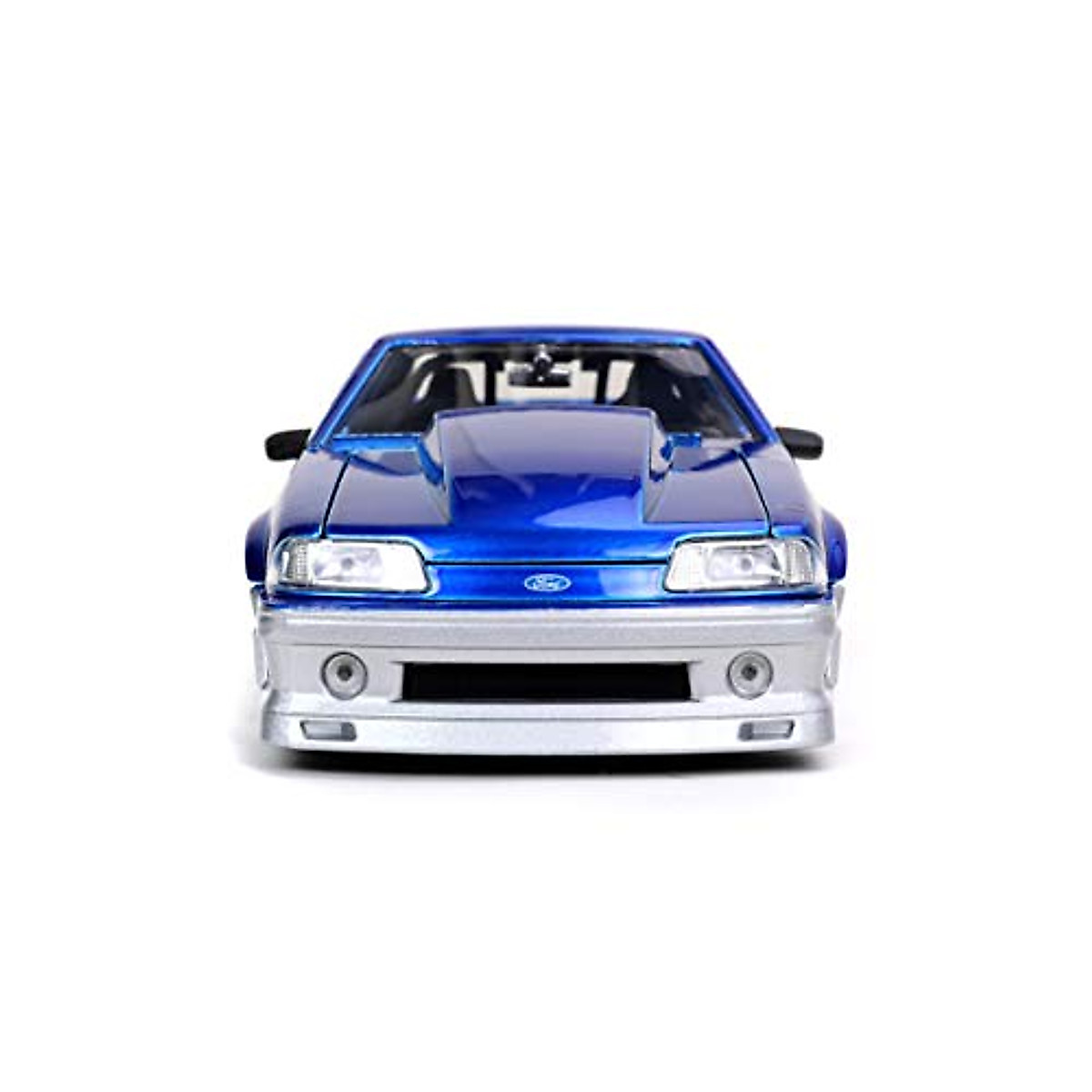 Jada Toys Bigtime Muscle 1:24 1989 Ford Mustang GT Die-cast Car Blue Silver, Toys for Kids and Adults