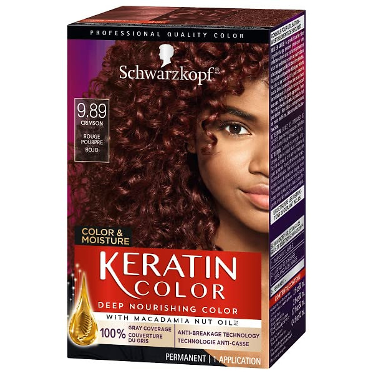 Schwarzkopf Keratin Color, Color & Moisture Permanent Hair Color Cream, 9.89 Crimson