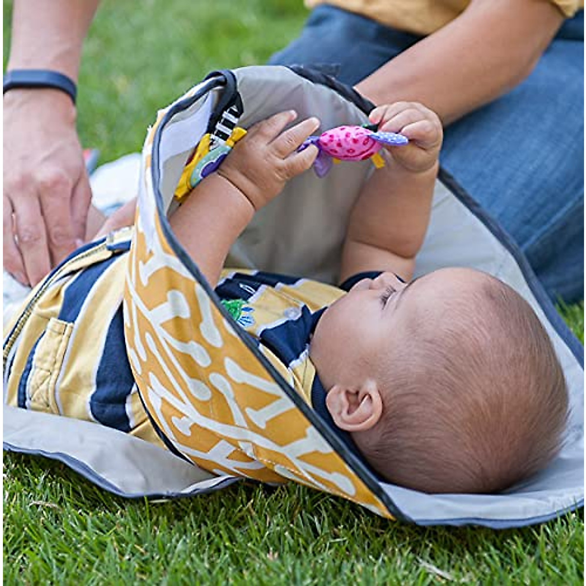 SnoofyBee - Portable Baby Changing Station: Compact, Clean-Hands Design with Dual Storage Pockets - Waterproof & Stylish (Grey Arrow)