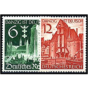Ultra Historic Nazi Stamps Issued Upon Fall of Danzig! Danzig is German! Perfect Condition!