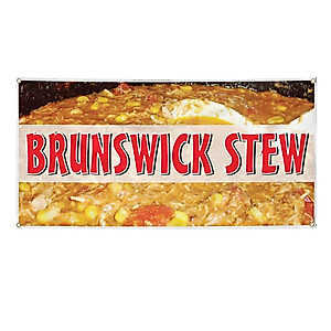 Vinyl Banner Multiple Sizes Brunswick Stew Restaurant Cafe Bar Restaurant & Food Outdoor Weatherproof Industrial Yard Signs Brown 4 Grommets 24x36Inches