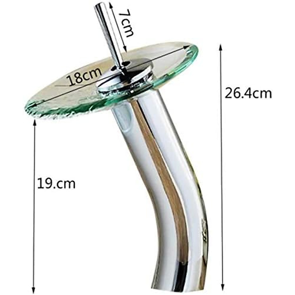 RONPOTY Kitchen Taps Mushroom-Shaped Long Neck Glass Bath Waterfall Faucet. Transparent Ship Faucet. Bathroom Sink Mixer Tap Xp-015