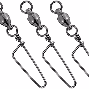 Dr.Fish 50 Pack Bball Bearing Snap Swivels Fishing Tackle, Coastlock Snap Swivel Saltwater Fishing Swivels Stainless Steel Rust Resistant Freshwater Saltwater Fishing Gear Accessories 49LB