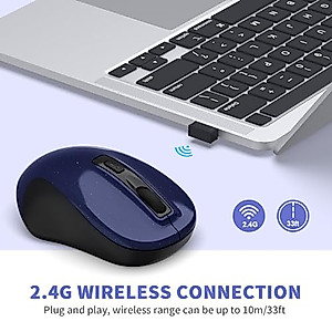LeadsaiL Wireless Computer Mouse, 2.4G Portable Slim Cordless Mouse Less Noise for Laptop Optical Mouse with 4 Buttons, USB Mouse for Laptop, Desktop, MacBook