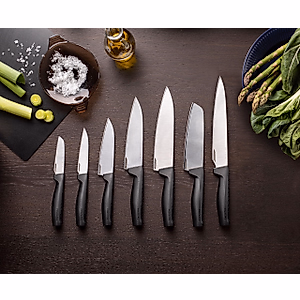 Fiskars 6.3" Santoku Knife, Kitchen Knife for Chopping, Dicing, and Mincing with Japanese Stainless Steel Hard Edge Blade, DIshwasher Safe