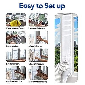Loviga Portable AC Window Seal Kit Vent Kit, 100% Sealing Waterproof Universal Window Seal for Portable Air Conditioner, No Need for Drilling-25x62~92cm