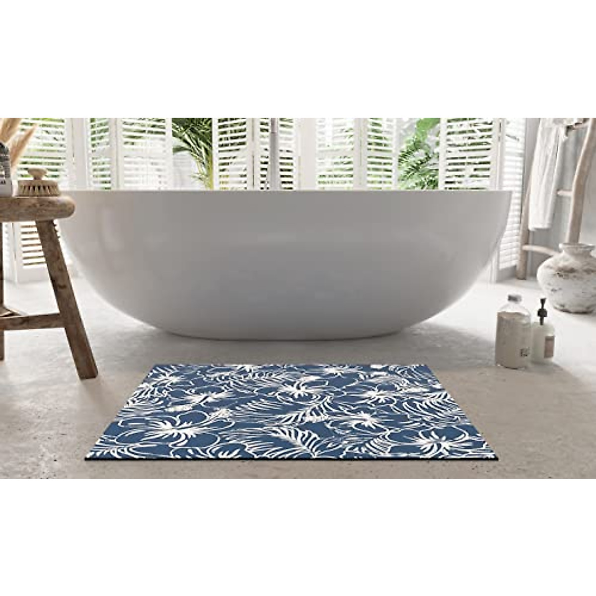 ODIKA Floral 2x3 Foot Diatomaceous Bath Mat, Quick Dry, Ultra Absorbent Non-Slip Bathroom Mat, Stone Bath Mat, Grounding Mat, Rubber Backed Bath Stone
