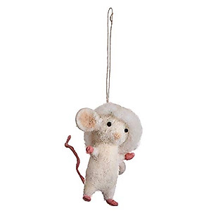 De Kulture Handmade Premium Wool Felt Elf Christmas Mouse Eco Friendly Needle Felted Christmas Xmas Tree Decoration Stuffed Ornament for Home Office Holiday Décor, 2.5X4.5X4.5 (LWH) Inches