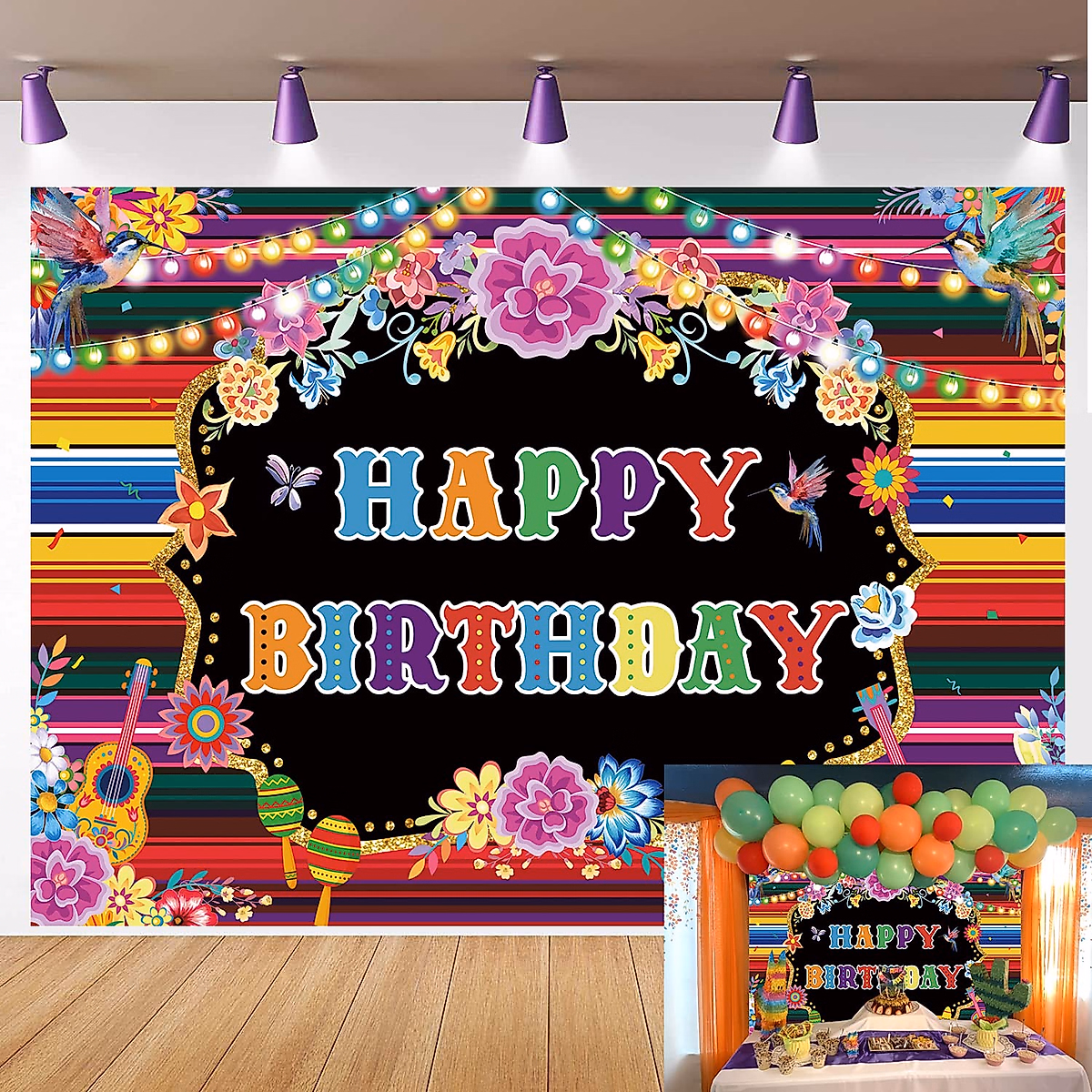 Mexican Birthday Backdrop for Photography Fiesta Themed Party Banners Fiesta Birthday Party Decor Supplies Photo Booth Background (6x4FT: 72x48 inch)