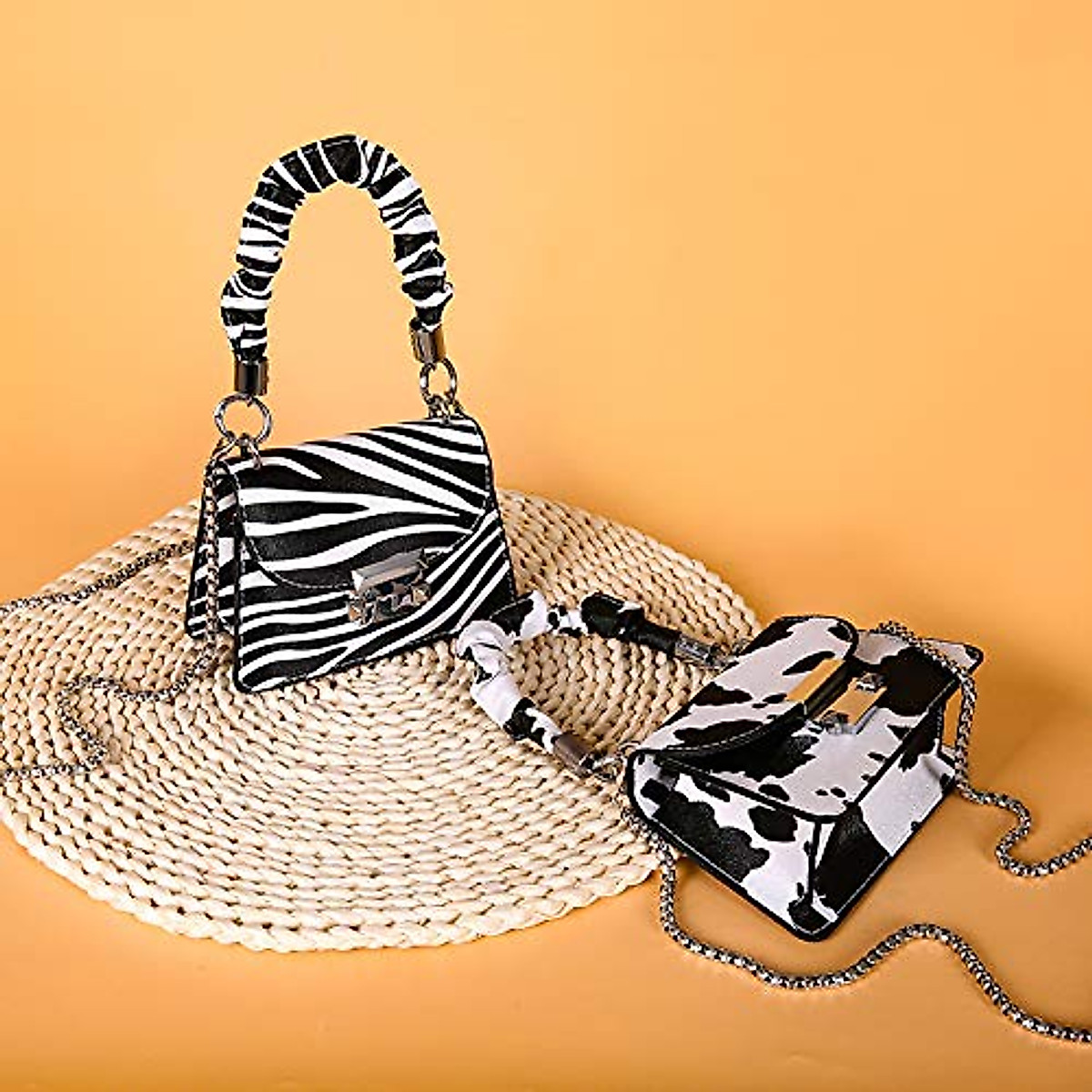 PURFANREE Women Cow Print Shoulder Bag Small Clutch Evening Purse Crossbody Handbag Satchel Bag Mini Purse