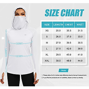 IUGA SPF Shirt Women Sun Protection Clothing UPF 50+ Hoodie with Face Cover UV Hiking Long Sleeve Shirts Lightweight Outdoor White