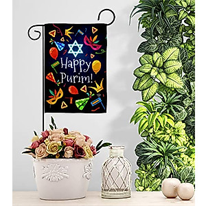 Ornament Collection Happy Purim Garden Flag Celebration House Decoration Banner Small Yard Gift Double-Sided, Made in USA
