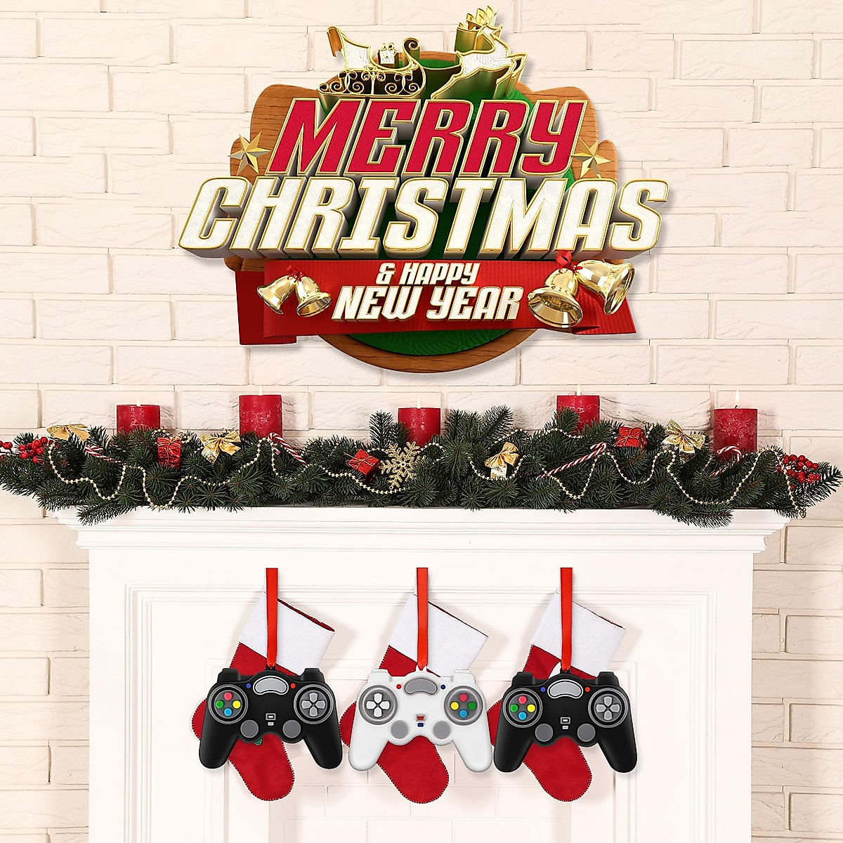 2024 Video Game Christmas Ornaments Personalized Video Game Controller Ornament for Gamer Lovers Customized Handwritten Christmas Tree Hanging Ornament Gifts Reusable PVC Rubber First Keepsake 2PC