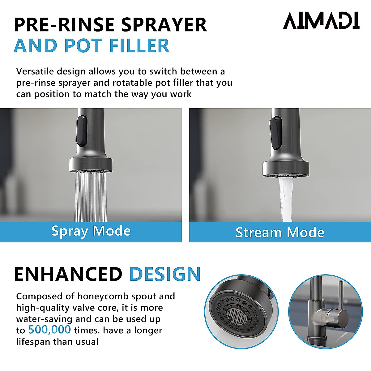Kitchen Faucet with Sprayer AIMADI,Farmhouse High Arc Single Handle Spring Kitchen Sink Faucet Modern rv Stainless Steel Pull Down Kitchen Faucets,Grifos De Cocina