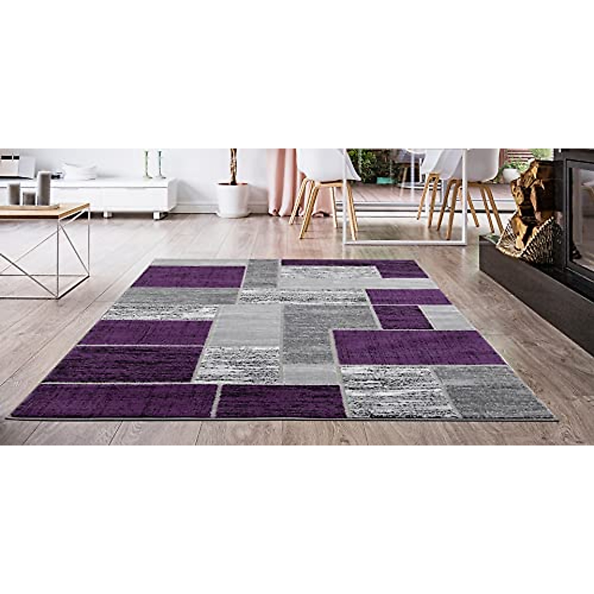 L'Baiet Verena Purple Geometric 8x10 Rugs, Bedroom Rug, Rugs for Living Room, Room Decor