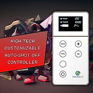 HealthyLine TAO Far Infrared Heating Pad - Natural Crystal Gemstones Mat for Back Pain - Electric Auto Shut Off - Rejuvenating Negative Ions Therapy - 60" x 24"