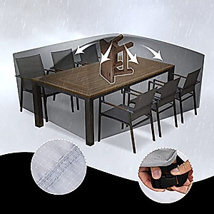 Outdoor Patio Furniture Cover, 420D Heavy Duty Waterproof UV-Resistant Snow Protection Patio Couch Cover for 9-13 Piece Rectangular/Oval Dining Tables, 124" L X 70" W X 27" H