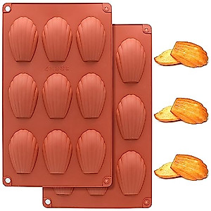 JJYHEHOT 2 PCS Silicone Madeleine Pan, 9 Cavity Madeline Baking Mold, Shell Shaped Cookies Cake Pan