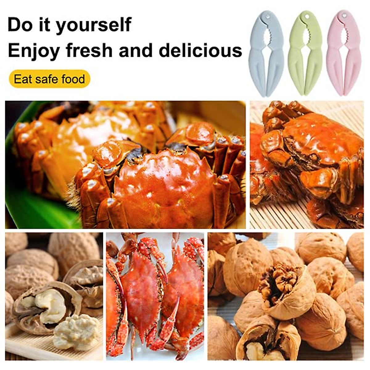 AKOAK 1 Count Creative Crab Crackers Sheller Home Convenient To Eat Crab Tools Walnut Nut Sheller Multifunctional Kitchen Seafood Tools (Pink)