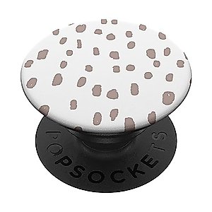 Minimal Neutral Tan White Dalmatian Pattern Boho Aesthetic PopSockets Swappable PopGrip