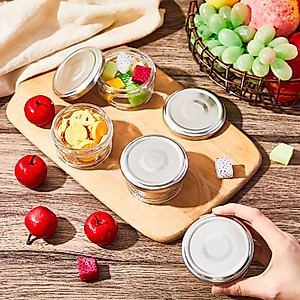 Sabary 24 Pcs 2.5 oz Salad Dressing Container Reusable Glass Condiment Containers with Lids Glass Food Storage Containers Small Glass Jars Sauce Containers for Lunch Box Picnic Travel, Silver Lids