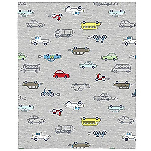 Carter's Busy Cars & Bikes Crib Sheet Super Soft Mini Crib Fitted Sheet, Red, Grey, Yellow, Blue