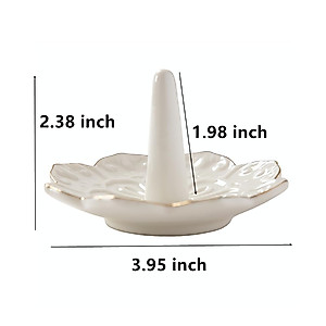 HOMEGOAL Ceramic Ring Holder Dish for Jewelry, Decorative Mandala Jewelry Tray for Rings Earrings Necklaces Watch Keys, Aesthetic Room Decor, Birthday Engagement Wedding Gifts for Women (White)