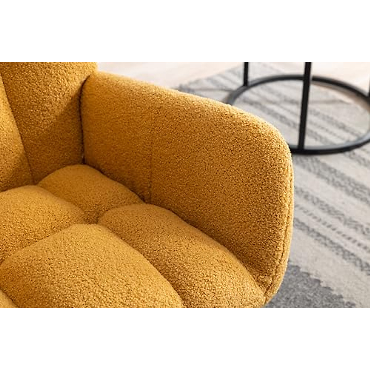 Tiophome Rocking Nursery, Upholstered Glider Rocker Accent Chairs Padded Seat with High Backrest, Comfy Side Armchair for Nursing, Living Room, Bedroom, Office,Teddy Velvet, Turmeric, Extra Large