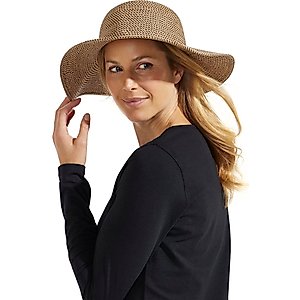 Coolibar UPF 50+ Women's Blake Elegant Floppy Sun Hat - Sun Protective (One Size- Tan)