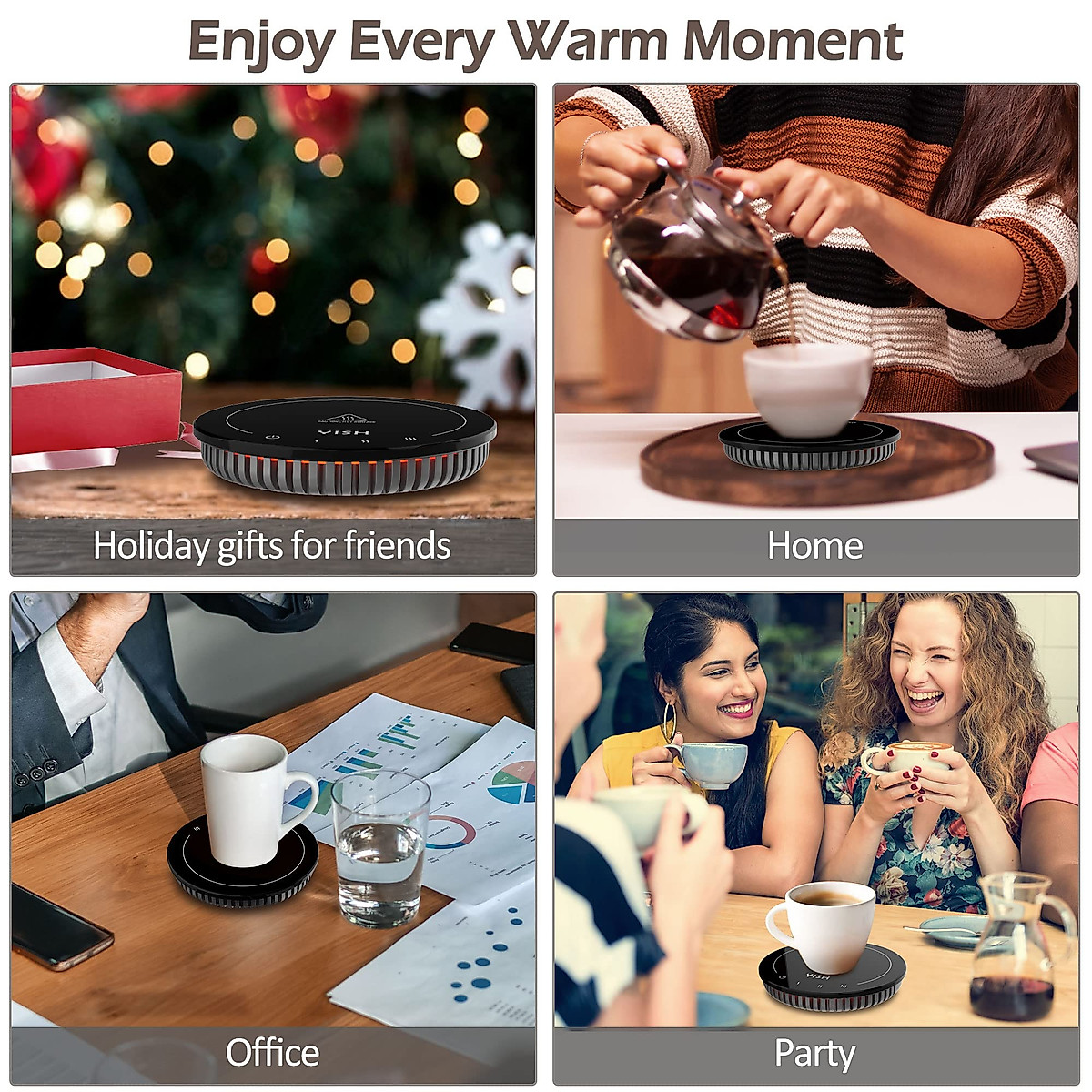 Candle Warmer, YISH Flat Bottom Coffee Mug Warmers for Desk, 25W Electric Tea and Espresso Beverage Warmers for Home and Office, Cup Warmer Auto Shut Off with 3 Temperature Setting (Y130US)