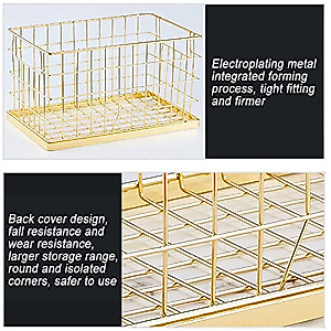 VALINK Wire Storage Basket, Iron Storage Basket Simple Hollow Metal Wire Desktop Organizer Modern Multifunctional Sundries Holder for Home