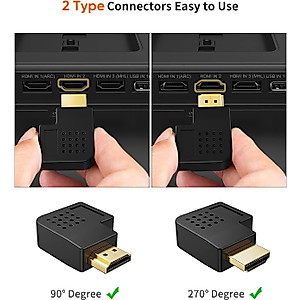 CableCreation Mini HDMI to HDMI Cable 6FT + HDMI Adapter Male to Female 2Pack 90 and 270 Degree Converter