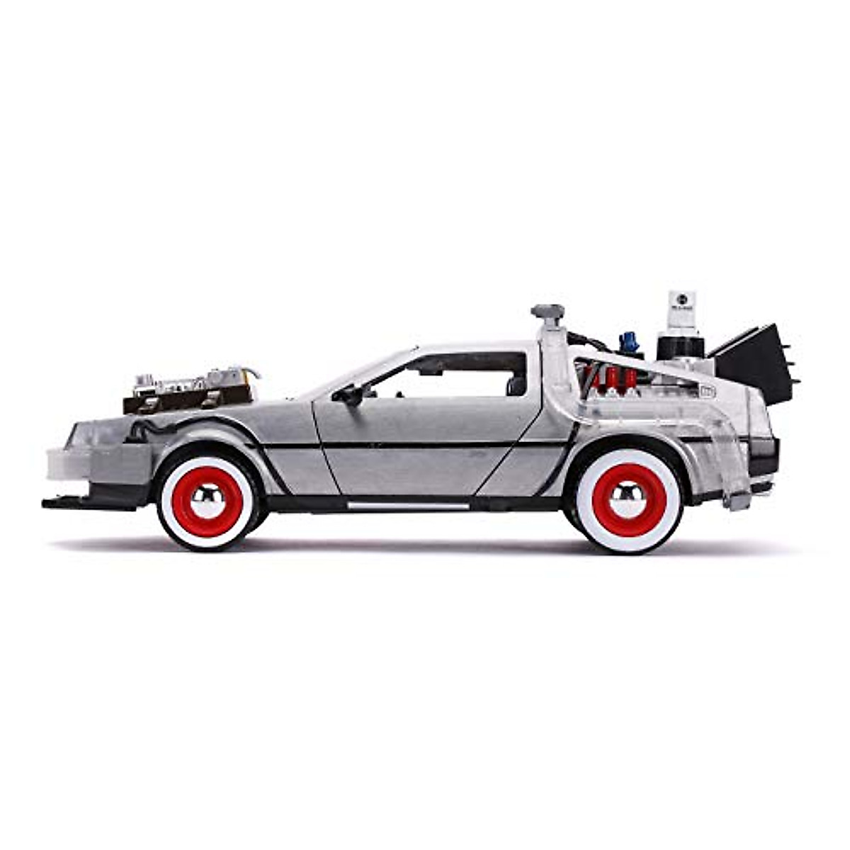 JADA TOYS, Back to The Future Part III: Time Machine with Light-up 1:24 Scale Vehicle, Unisex Adult Silver