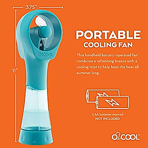 O2COOL 2 Pack Elite Battery Powered Handheld Water Misting Fans (Teal)