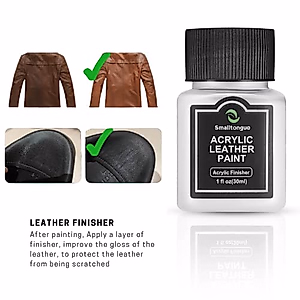 Smalltongue 14 Colors Acrylic Leather Paint Kit for Shoes, Sneaker, Couches, Bags, Car Seat, Acrylic Leather Dye Set with Leather Preparer And Deglazer, Acrylic Finisher for Beginner, Airbrush