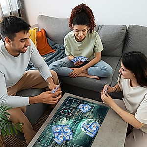 Playmat for OCG, Game Play Mat for TCG CCG 24 x 14 inch with Non-Slip Rubber Base and Stitched for Board Games and Table Magic, Moon and River at Night