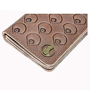 Baseballfan Super Quality New Vintage Cowhide Baseball Glove Leather Wallet with Centre Filed Pattern Wristlet Bag RFID Blocking Wallet in Gift Box for Lady's Gift