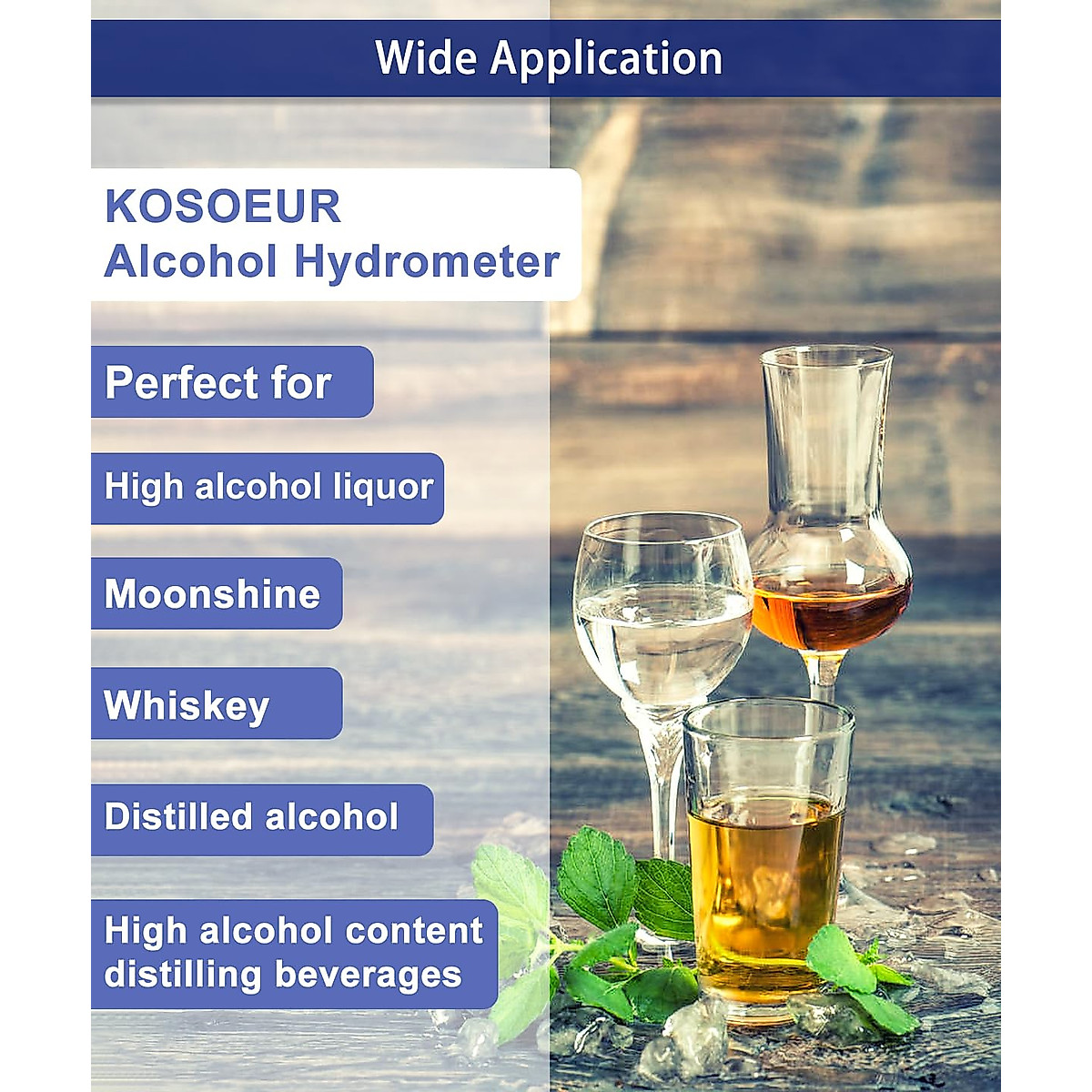 Hydrometer Alcohol Meter Kit, Hydrometer Alcohol 0-200 Proof and Tralle, Alcohol Tester for Liquor, Alcohol Hydrometer for Moonshine, Liquor, Spirits, Proofing, Distilling, with Hydrometer Test Jar