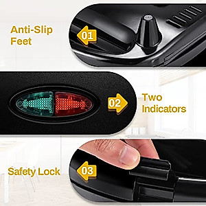 MONXOOK Electric Panini Press, 750W Sandwich Press, Non-Stick Coated Plates 8.46INx4.92IN, Panini Press Sandwich Maker with Indicator Lights, Cool Touch Handle, Black