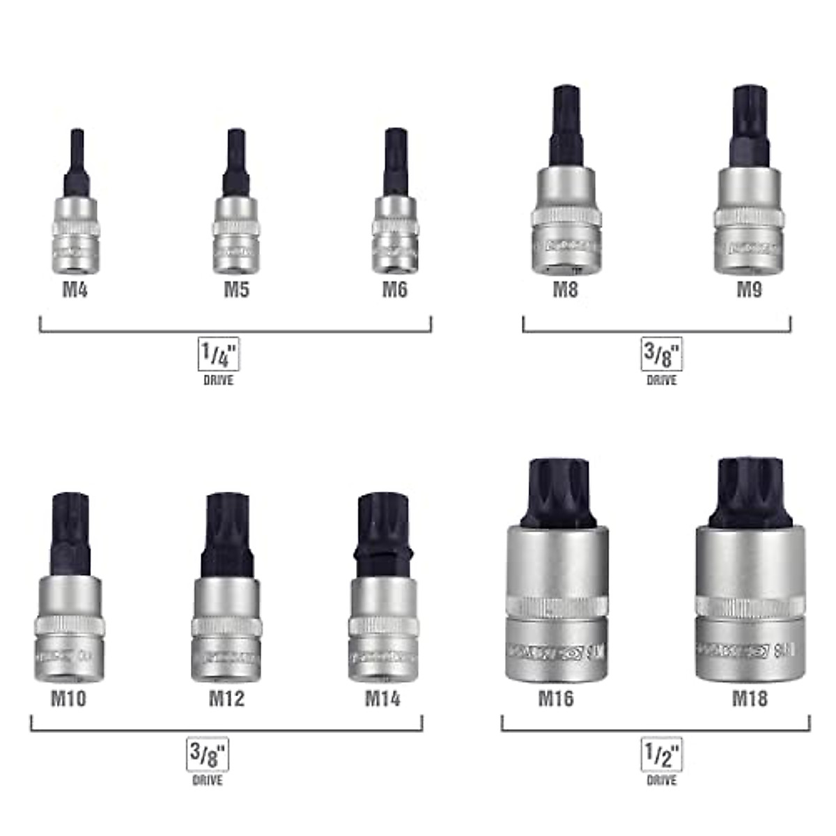 OEMTOOLS 23906 10 Piece Magnetic Triple Square Bit Socket Set, Triple Square Socket Set for European Vehicles, Includes Sturdy Storage Case