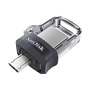 SanDisk 256GB Ultra Dual Drive m3.0 for Android Devices and Computers - microUSB, USB 3.0 - SDDD3-256G-GAM46, Black