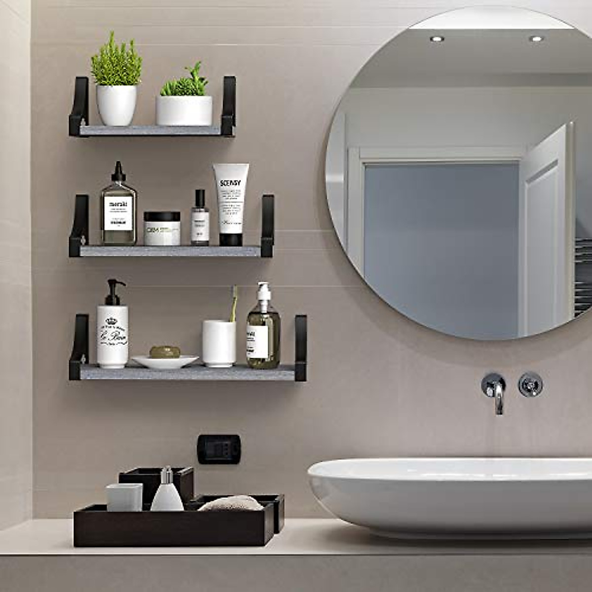 STORAGEGEAR Bathroom Floating Shelves Wall Mounted Set of 3 - Modern Stylish Design Perfect As Bookshelves, Kitchen Shelves, Bedroom Decor Shelves STFS03