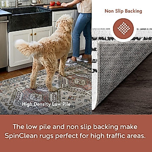 nuLOOM 2' x 10' SpinClean Machine Washable Stain-Resistant Area Rug with Non Slip Backing, Low Profile for Living Room, Bedroom, and Dining Room, Romina White