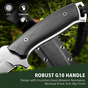 NedFoss Kukri Machete with Sheath, 6" AUS-8 Steel Blade, 0.23" Thickness, G10 Handle, 11.3'' Full Tang Survival Knife, Camping Gifts for Men Women