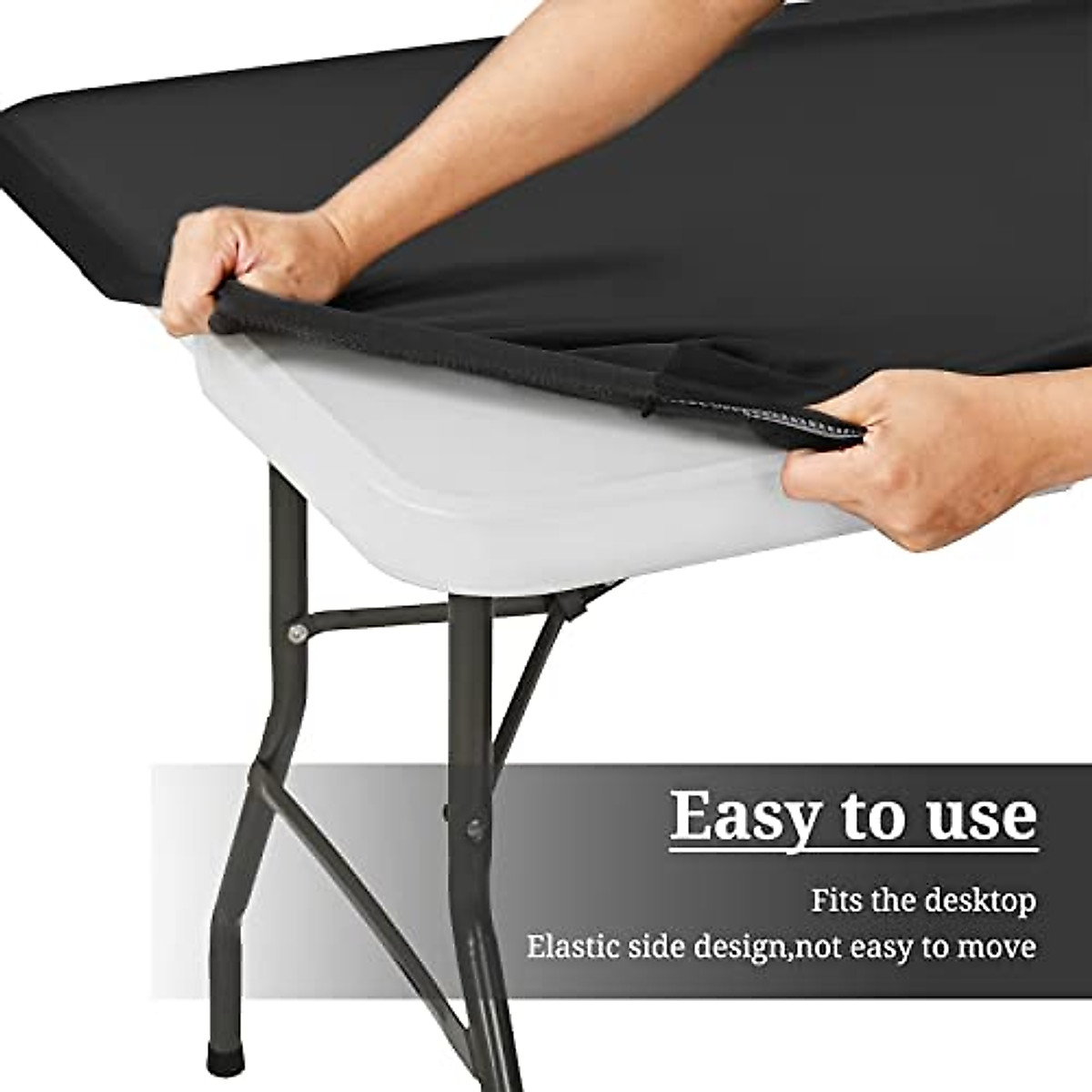 fani 6 Pieces Stretch Fabric Table Top Cap Cover, 6ft Spandex Table Covers Washable Elastic Universal Rectangle Table Cloth Protector for Home Party Banquet Picnic Wedding, 30 x 72 Inches, Black