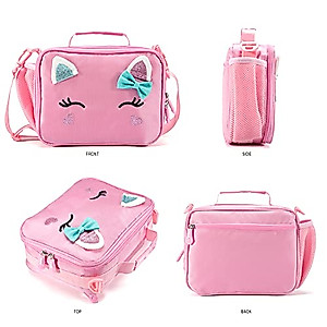 AO ALI VICTORY Girls Backpack with Lunch Box Set Kawaii School Bag Large Elementary Kindergarten Bookbags