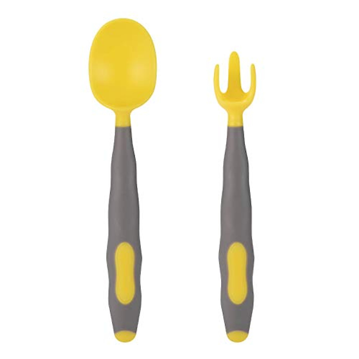 Toddler Kids Forks and Spoons Utensils - Baby Raise Feeding Utensils Set Easy Grip Bendable, Children Feeding Training Tableware Designed for First SelfFeeding Learning with Travel Case (Yellow)