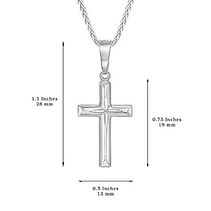 Inspired By My Girls Sterling Silver Cross Necklace with Adjustable Wheat Chain and Faith Keepsake Card Gift For Women - Cut