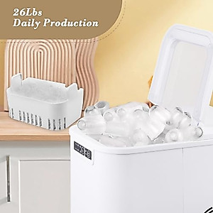 Athena Collection Ice Makers Countertop with Self-Cleaning, 26Lbs Per Day, 9 Blocks in 10 mins, Clear Ice Machine Portable Ice Maker for Kitchen Party RV w/2 Sizes Bullet Ice, Scoop, Basket, White