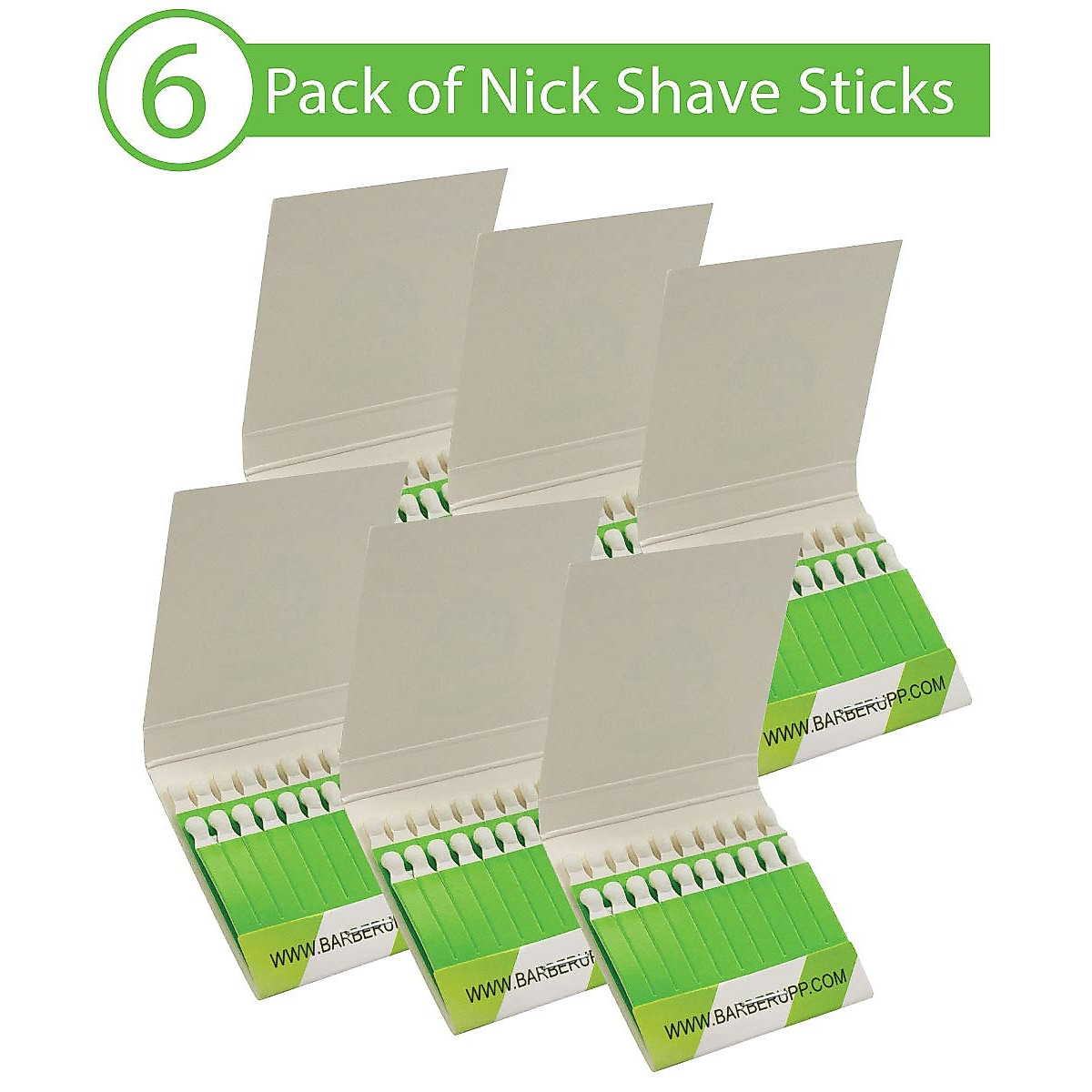 BARBERUPP Styptic Stick Shave Accessories (Green Stix, 6-Pack) Stops Bleeding For Razor Nicks For Men & Women - Sanitary and Great For Barbers or Personal